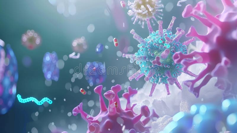 A Vibrant Microscopic World of Viruses, Bacteria and Cells in Motion. a ...