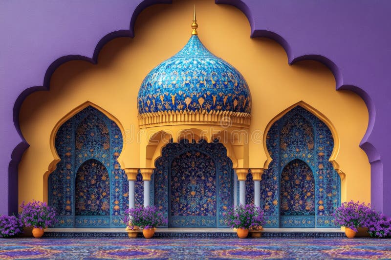 Vibrant Middle Eastern Architectural Dome with Floral Patterns Stock ...