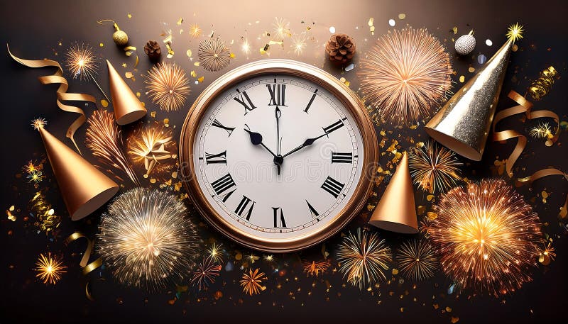 A Vibrant Midnight Countdown Celebration with Sparkling Fireworks ...
