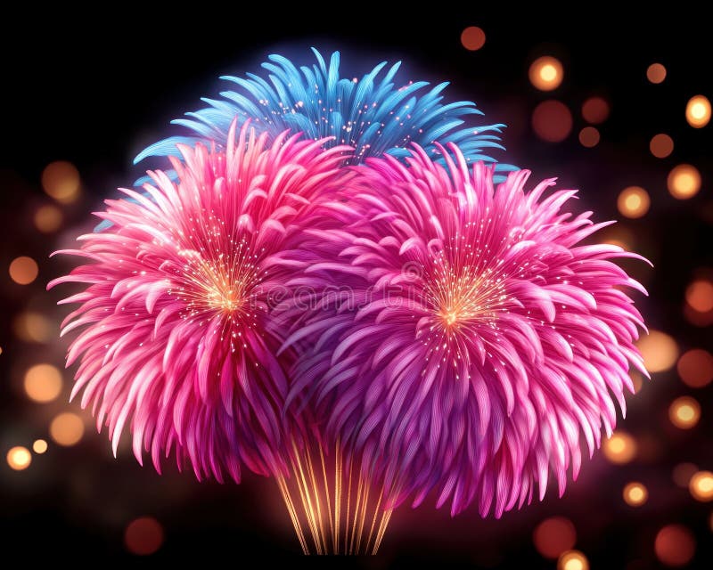 Vibrant Midnight Fireworks Display Exploding Colors Illuminating the ...