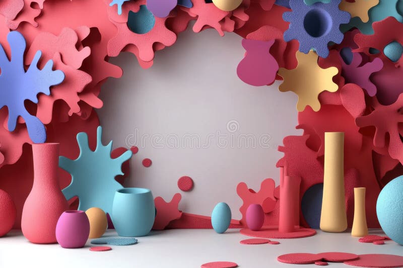 Vibrant Minimalistic Pastel Abstract Composition with Organic Shapes ...