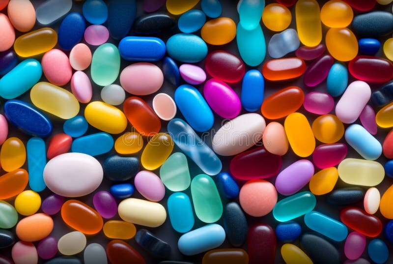 Vibrant Mix of Medication in Pill and Capsule Form Stock Illustration ...