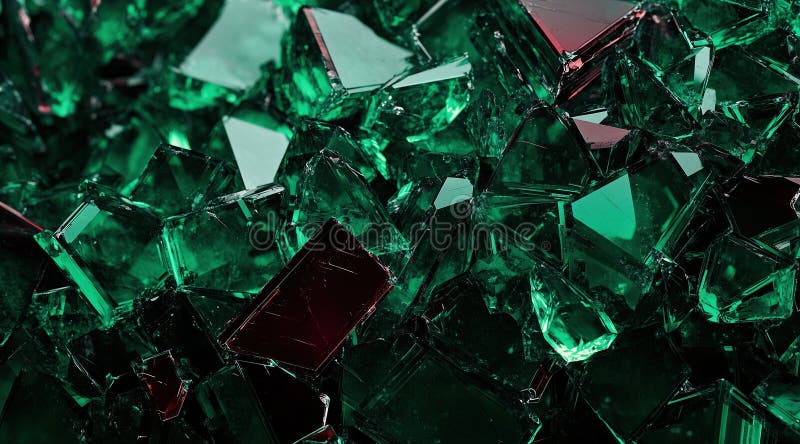 A Vibrant Mix of Red and Green Glass Shards. the Irregular Shapes and ...