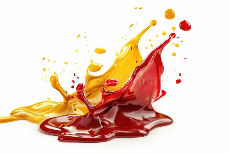 A Vibrant Mixture of Red and Yellow Liquids Creating a Dynamic Splash ...