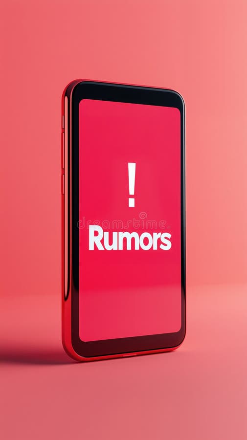 Vibrant Mobile Phone Displaying Word Rumors on Red Background Stock ...