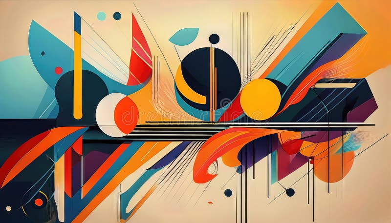 Vibrant Modern Abstract Art Colourful Forms and Expressive Lines Dance ...