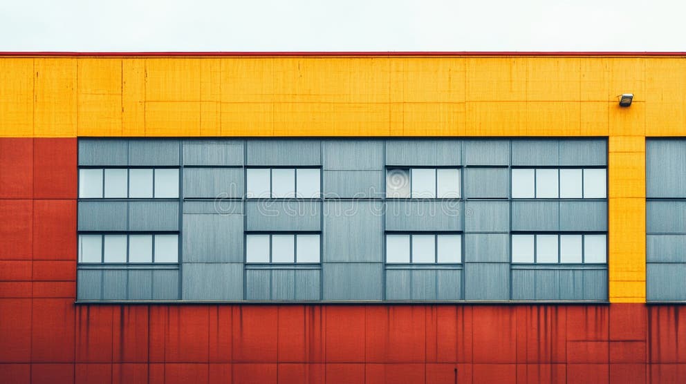 Vibrant Modern Architectural Facade with Colorful Panels and Windows ...