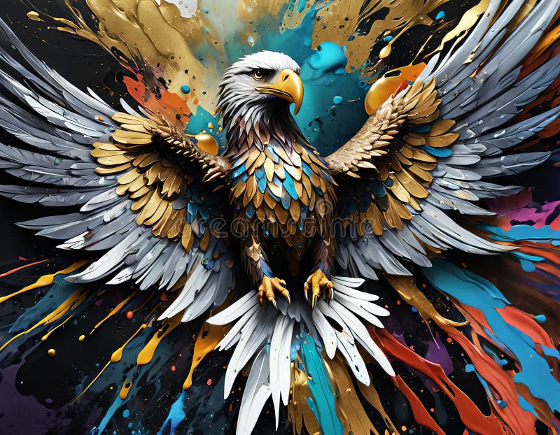 Vibrant Modern Art - Ethereal Magnificent Flying Eagle Stock ...
