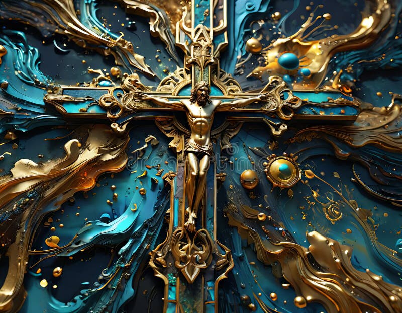 Vibrant Modern Art - Decorative Creator Crucifix Jesus on Cross Stock ...