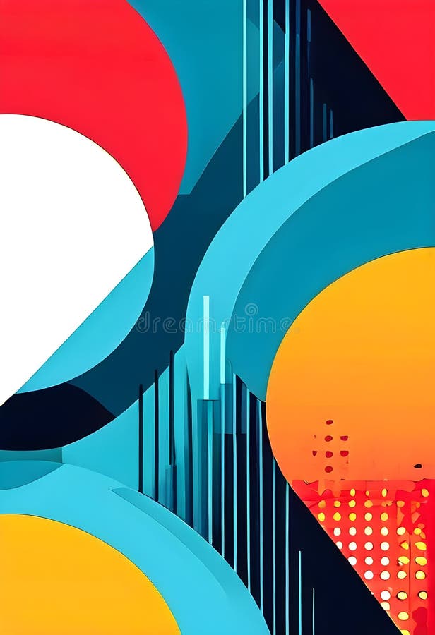 Vibrant Modern Art Illustration Featuring an Array of Geometric Shapes ...