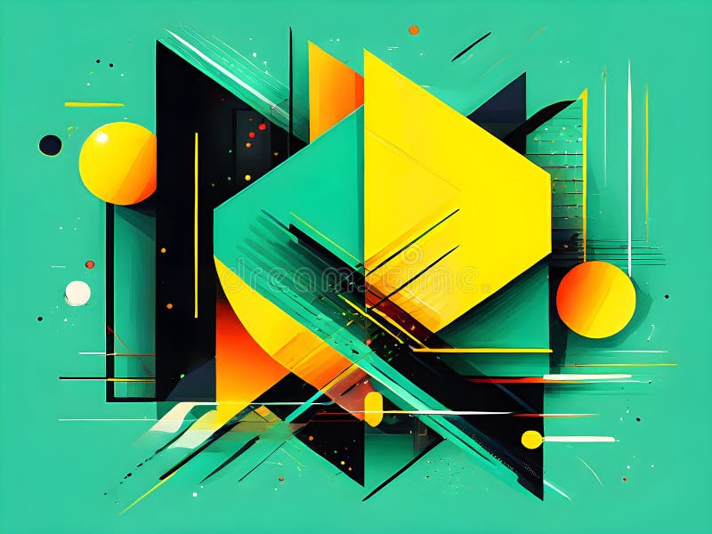 Vibrant Modern Art Illustration Featuring an Array of Geometric Shapes ...