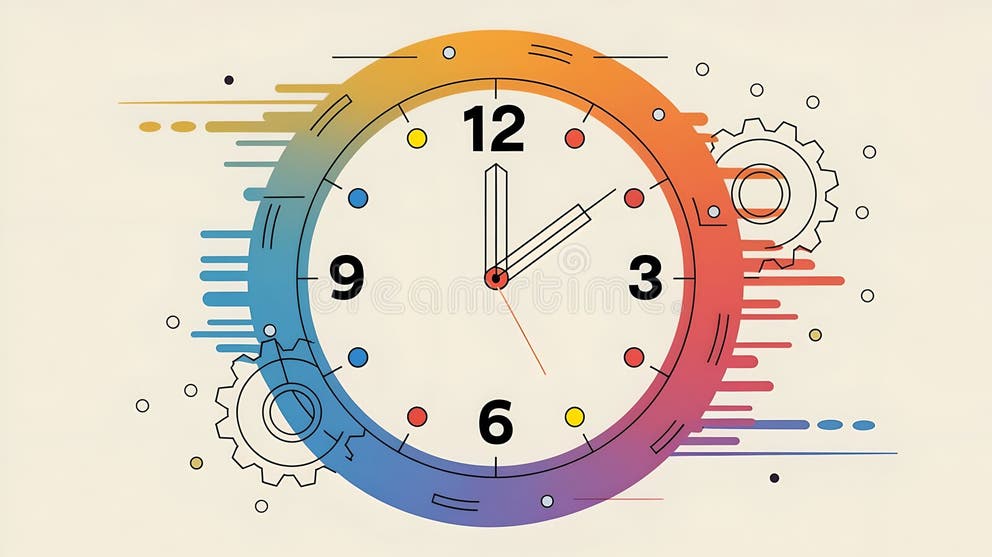 A Vibrant and Modern Design Featuring a Stylized Clock Stock ...