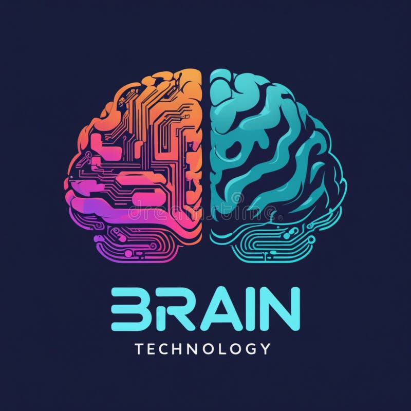 A Vibrant and Modern Digital Illustration Showing the Fusion of Human Brain and Technology ...