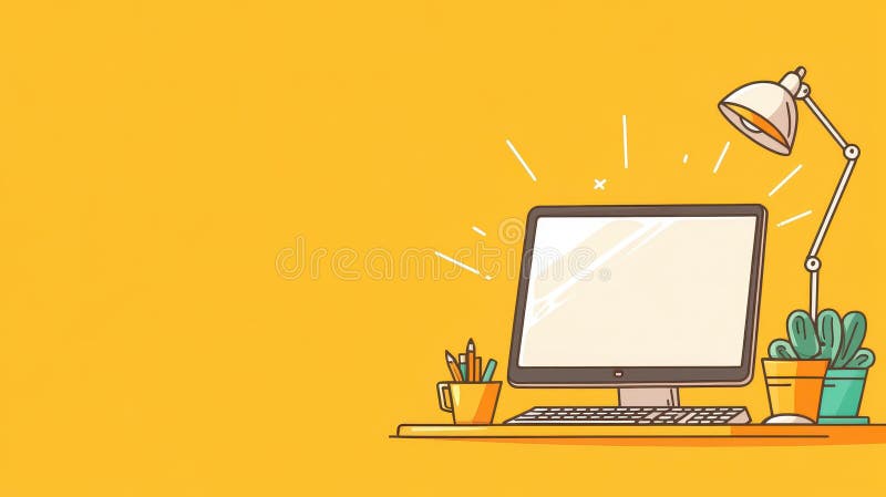A Vibrant, Modern Flat Illustration of a Computer, Showcasing Textures ...