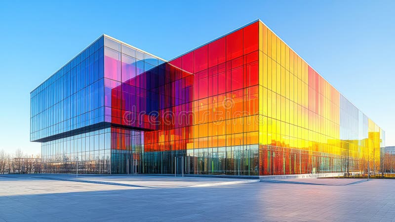 Vibrant Modern Glass Building Exterior with Rainbow Facade Stock Image ...