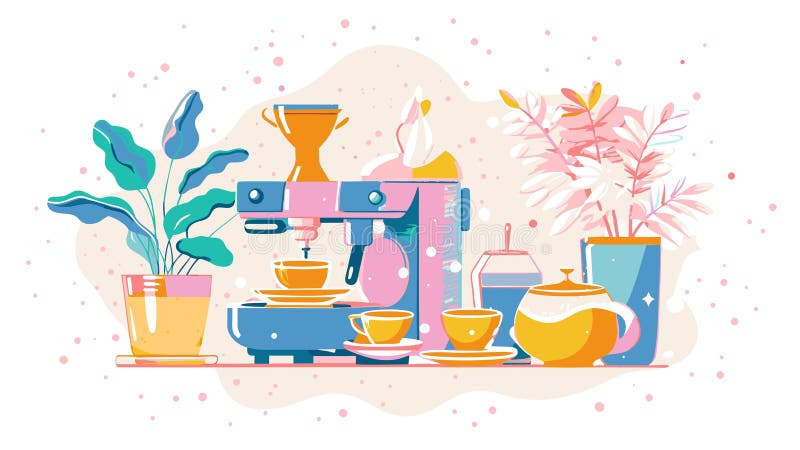 Vibrant Modern Home Coffee Station Illustration Stock Photo ...