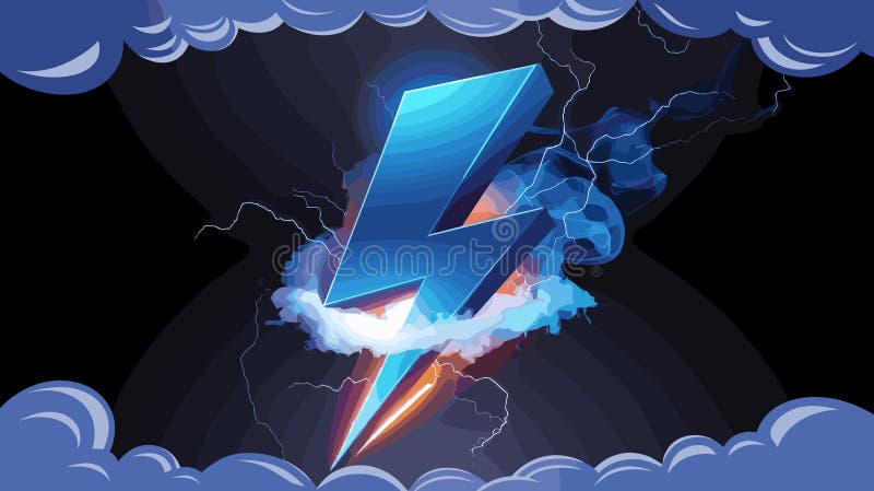 Dynamic Lightning Bolt Graphic with Clouds and Electric Effects Stock ...