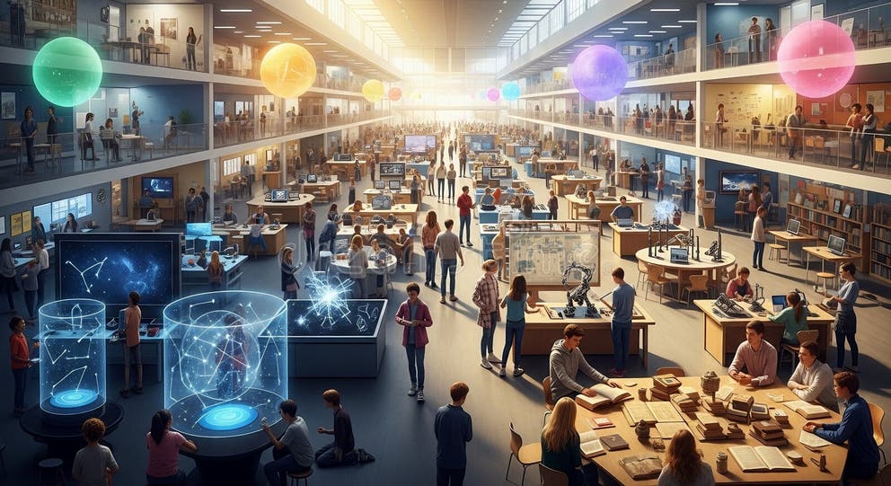 Vibrant, Modern Innovation Hub Buzzing with Collaboration and Advanced ...