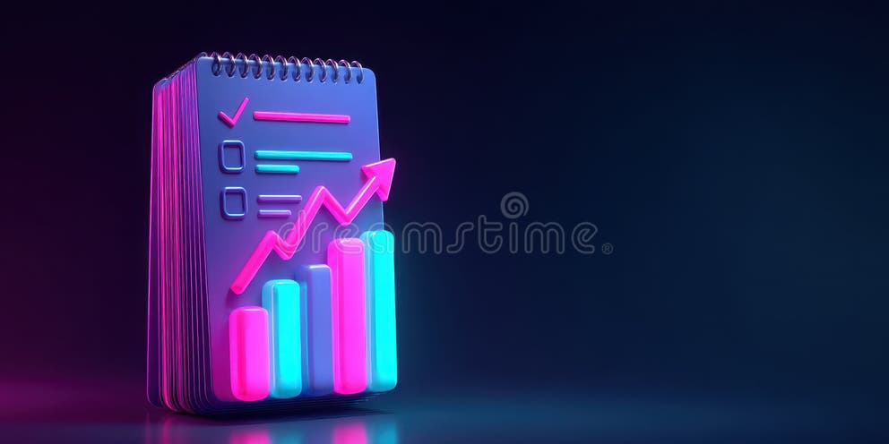 Colorful Growth Visualization Concept with Notepad and Graph Elements ...