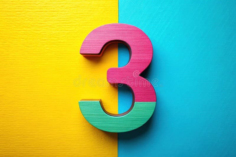Vibrant and Modern Number Three Design with Ample Copy Space for ...