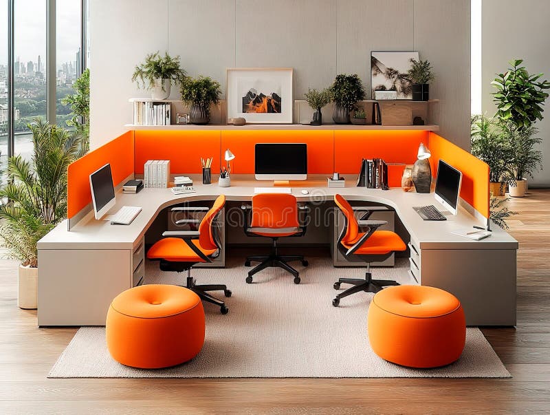 This is a Vibrant, Modern Office with a Cityscape View the Central ...