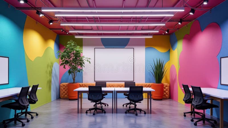 Vibrant Modern Office Colorful Walls Collaborative Workspace Stock ...