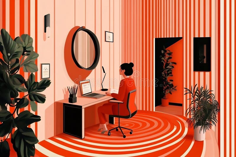 Vibrant and Modern Office Interior with Circular Patterns and Decor ...