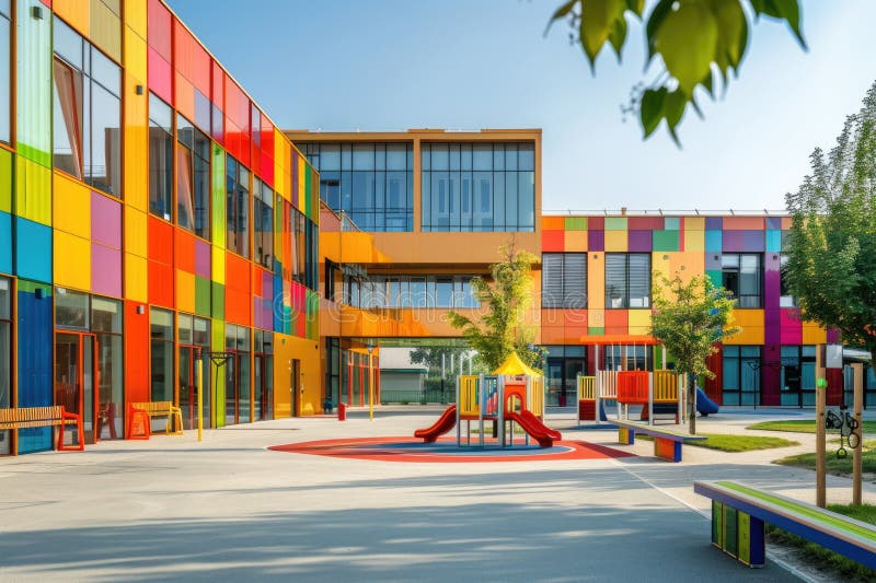 Bright and Colorful Contemporary School Exterior - Ideal for ...