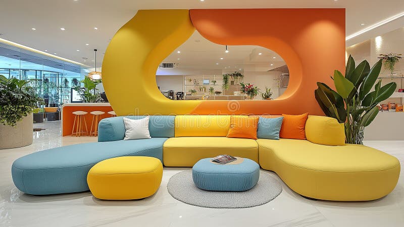 Vibrant, Modern Seating Area with Bold Color Combinations Stock ...