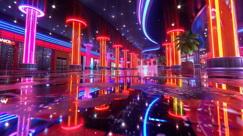 A Vibrant Modern Shopping Mall Interior Featuring Multiple Stories with ...