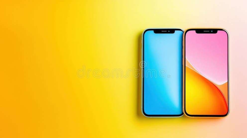 Vibrant Modern Smartphones on Colorful Gradient Background - Tech ...