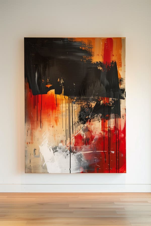 Vibrant Modern Smudge Line Painting Using Oil and Acrylic on Wall Stock ...