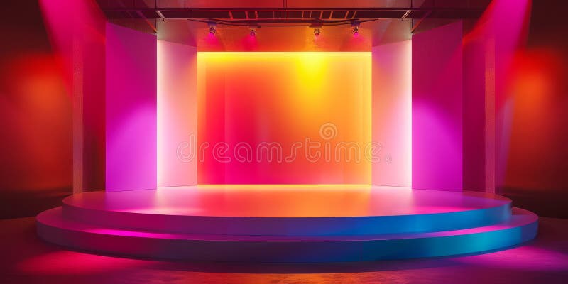 Vibrant Modern Stage with Colorful Lighting Stock Illustration ...
