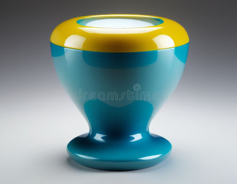 Vibrant Modern Stool with Glossy Blue and Yellow Design Stock Photo ...