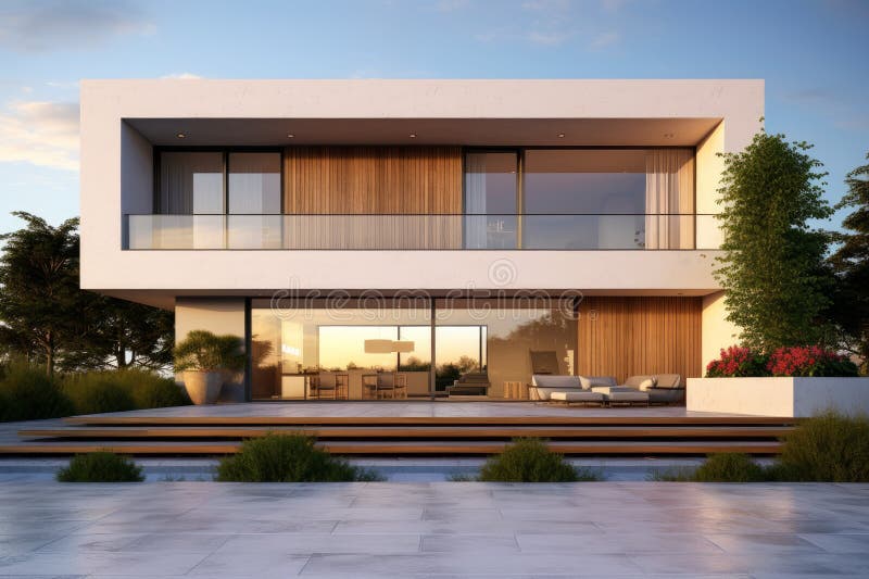 Vibrant Modern Sunny House. Generate Ai Stock Photo - Image of exterior ...