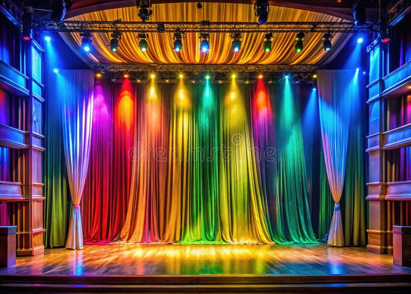 Vibrant Modern Theater Stage Backdrop Dramatic Lighting and Draped ...