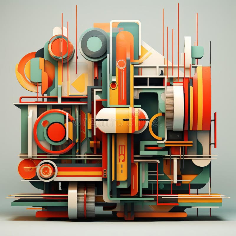 Vibrant Modular Abstract Rug Design with Balanced Symmetry Stock ...