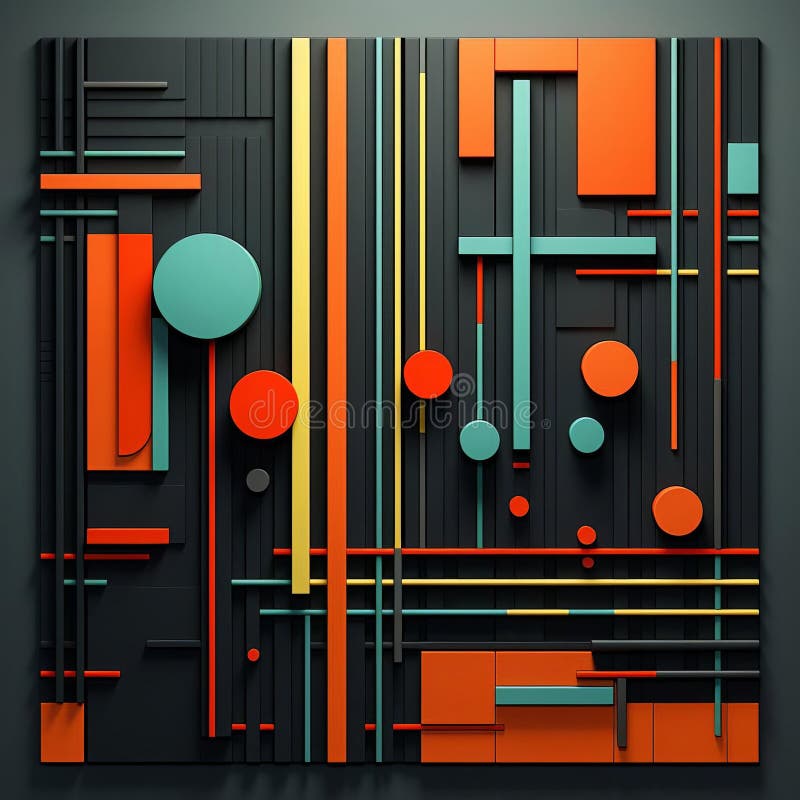 Vibrant Modular Constructivism Art with Balanced Symmetry Designs Stock ...