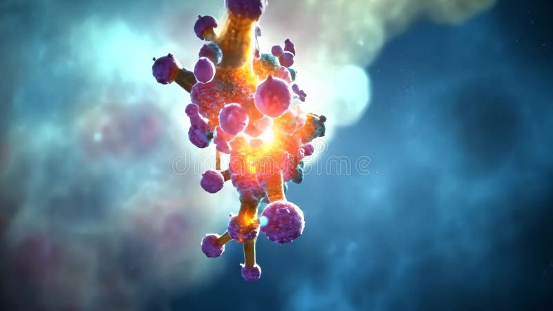 Intricate Molecular Structure Illuminated by Glowing Particles in a ...