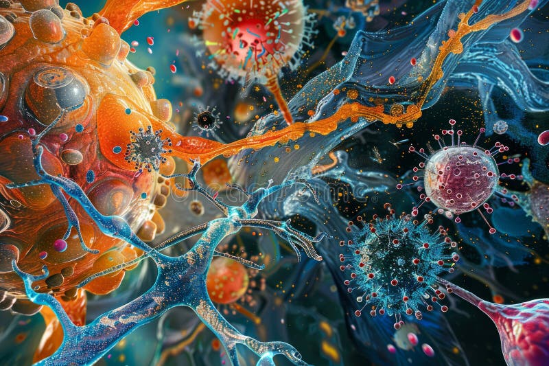 Vibrant Molecular World in Cosmic Hues. Neural Network AI Generated ...