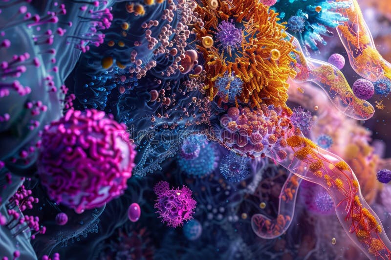 Vibrant Molecular World in Cosmic Hues. Neural Network AI Generated ...
