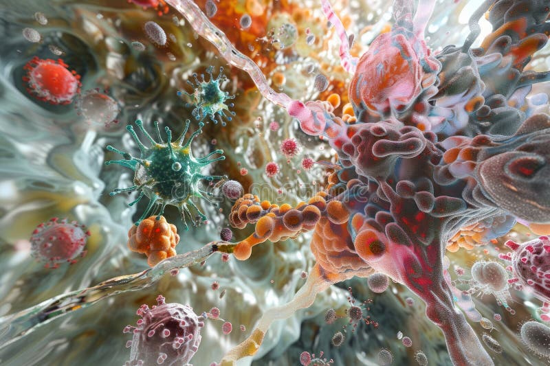 Vibrant Molecular World in Cosmic Hues. Neural Network AI Generated ...