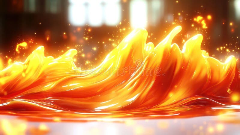 A Vibrant, Molten Orange Wave Resembling Lava, with Glowing Sparks and ...
