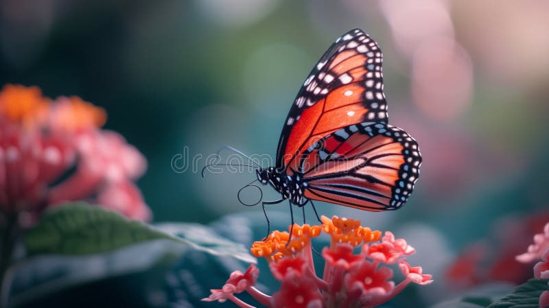 Vibrant Monarch Butterfly Resting on a Blooming Flower Stock ...