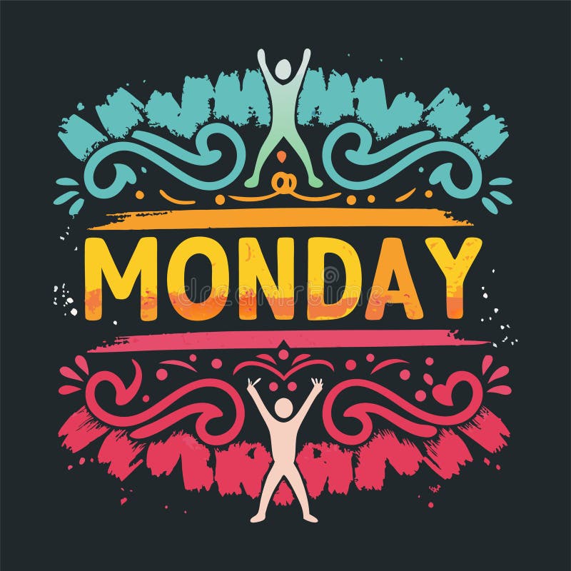 Vibrant Monday Typography Design with Decorative Elements and Human ...