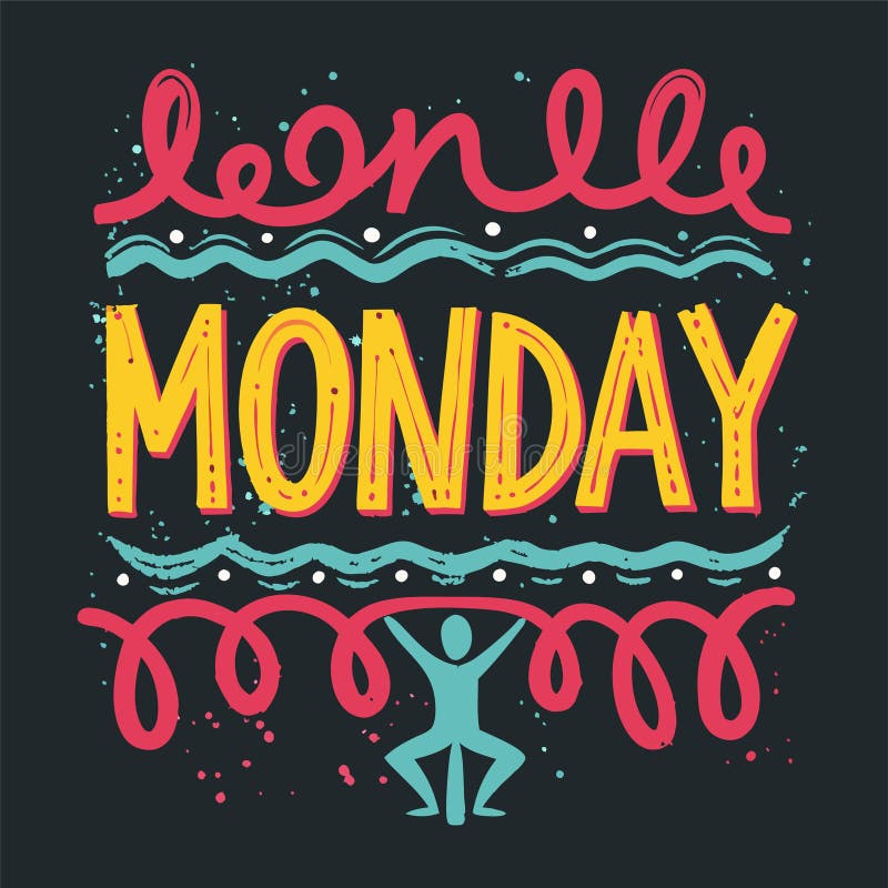 Vibrant Monday Typography Design with Decorative Elements and Human ...