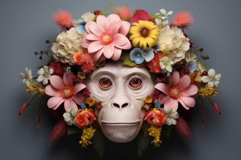 Vibrant Monkey Head Flowers. Generate Ai Stock Illustration ...