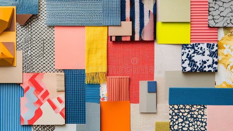 Vibrant Mood Board Featuring Clean Swatches Colors Patterns Stock ...