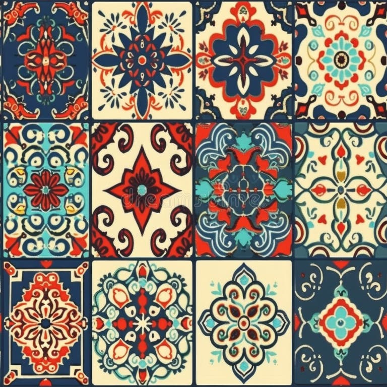 Vibrant Moroccan Tile Patterns Collection Stock Photo - Image of mosaic ...
