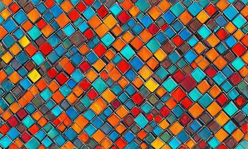 Vibrant Mosaic Multicolored Square Tiles Arranged in Diagonal Pattern ...